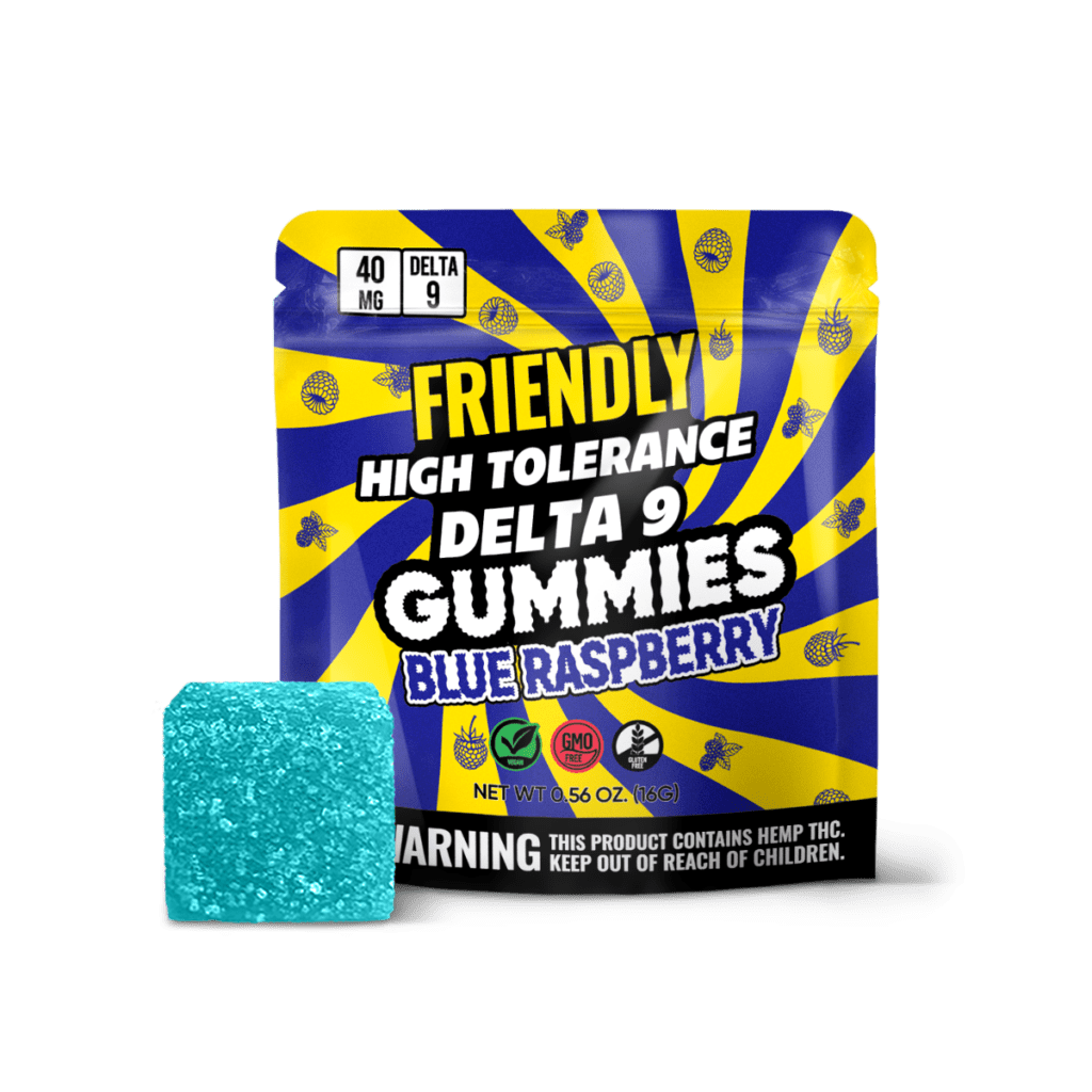 Buy Delta 9 Vegan Blue Raspberry Gummies | Friendly Hemp