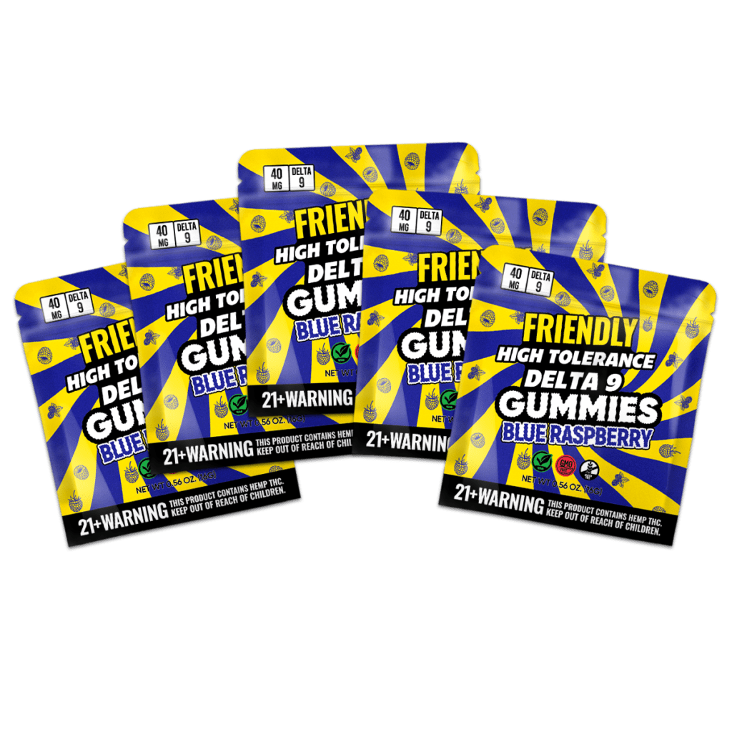 Buy Delta 9 Vegan Blue Raspberry Gummies | Friendly Hemp