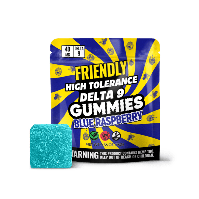 Premium Hemp Delta 9 Vegan Blue Raspberry Gummies | Friendly Hemp