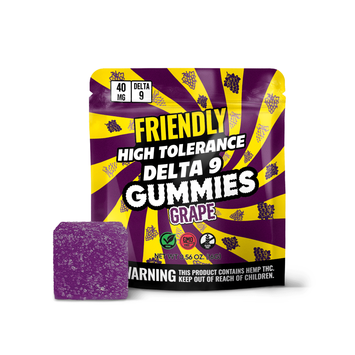 Buy Delta 9 40MG Gummy Grape Online | Friendly Hemp