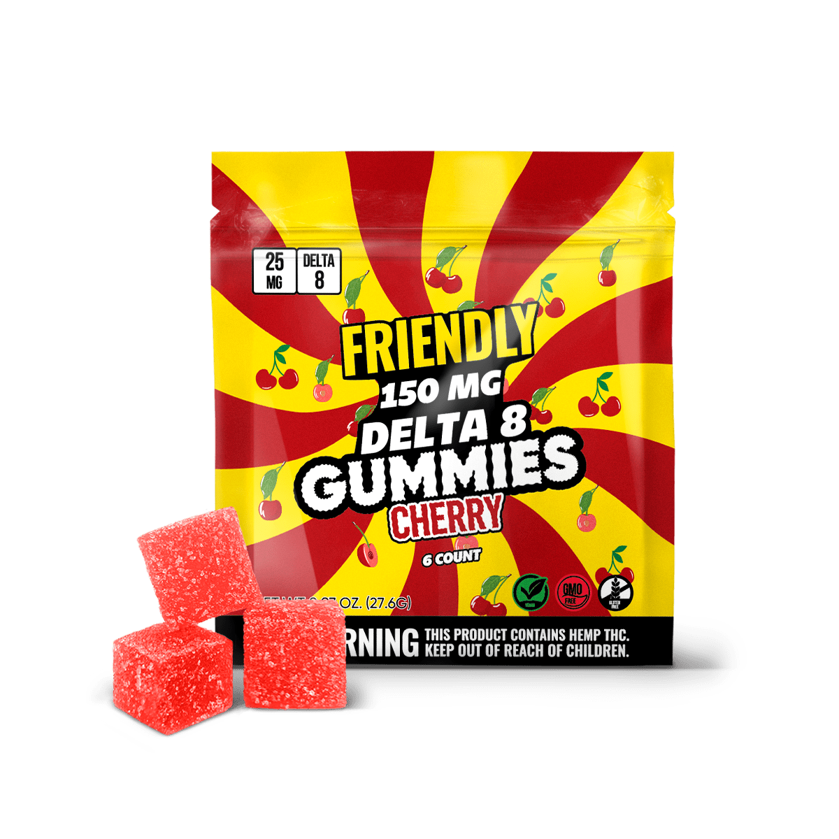Buy Delta 8 150mg Cherry Gummies 6 Count | Friendly Hemp