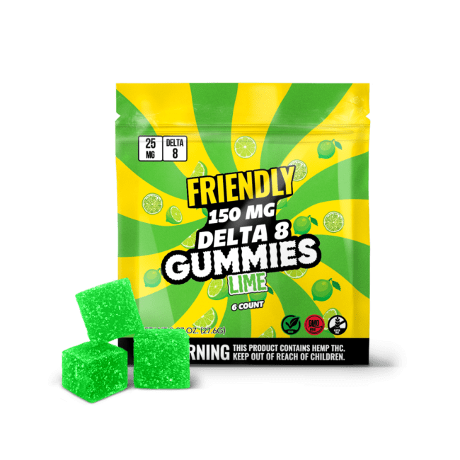 Delta 8 150mg Lime Gummies 6 Count | Friendly Hemp