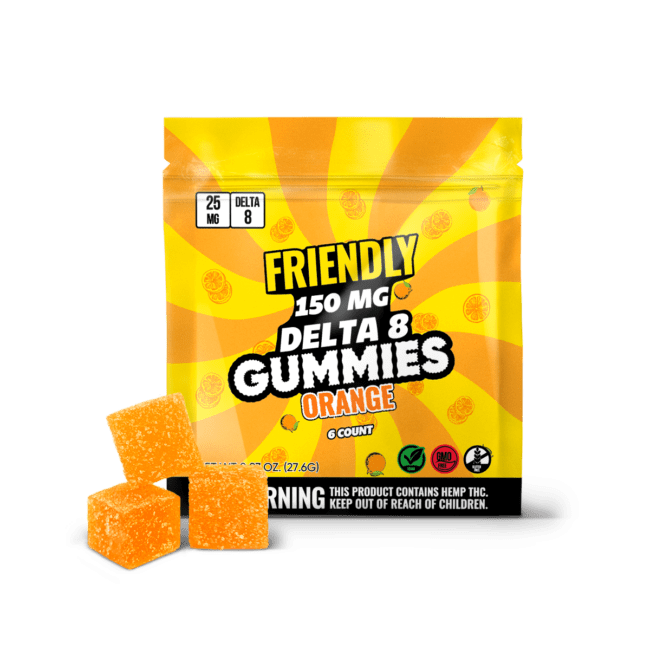 Delta 8 150mg Orange Gummies 6 Count | Friendly Hemp