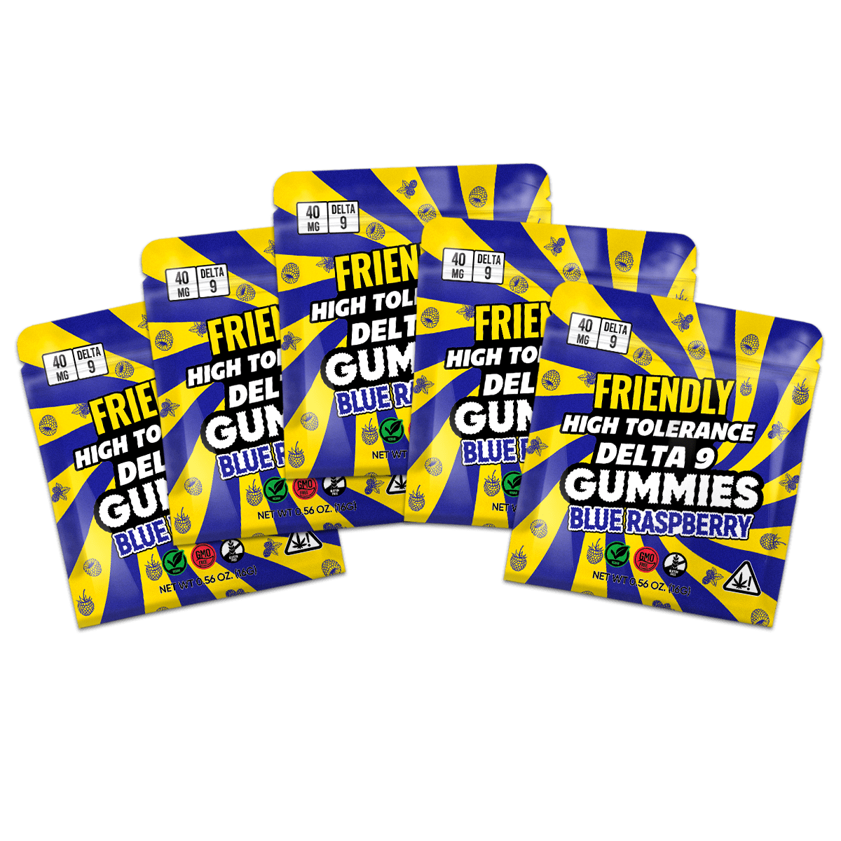 Delta 9 40MG Vegan Gummy Blue Raspberry 10 Count | Friendly Hemp