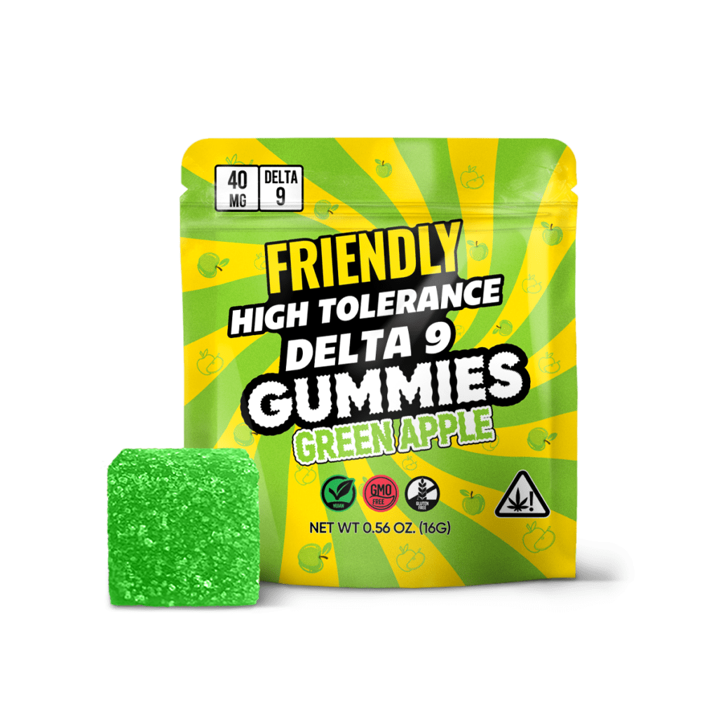 Delta 9 40MG Vegan Gummy Green Apple 5 Pack | Friendly Hemp