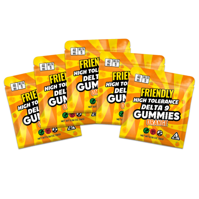 Delta 9 40MG Vegan Gummy Orange 5 Pack | Friendly Hemp