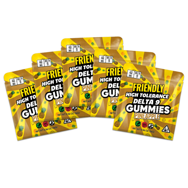 Friendly Delta 9 40MG Gummy Pineapple - 5 Pack | Friendly