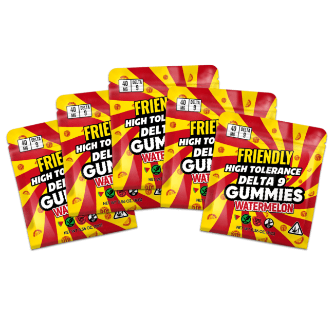 Delta 9 40MG Vegan Gummy Watermelon 5 Pack | Friendly Hemp