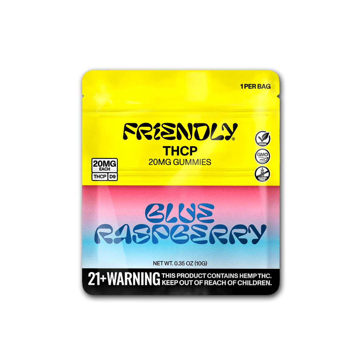 Buy Delta 9 Vegan Blue Raspberry Gummies | Friendly Hemp